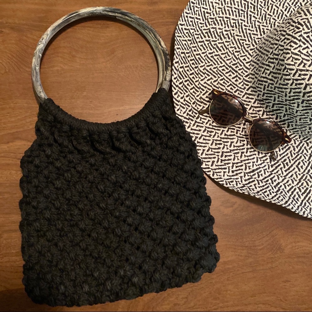 *Vintage* Macrame Bag With Plastic Handles - Gem